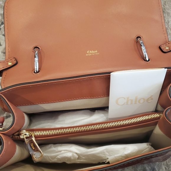 Chloe | Bags | Chloe Aby Medium Lock Satchel Bag Croc Cognac In ...